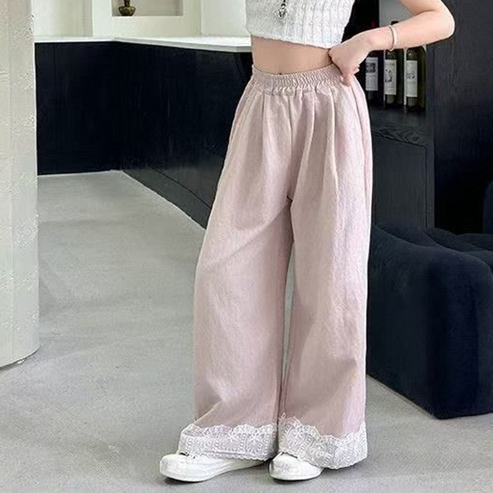 Bnwani Girls Kids Cargo Pants Girls Work Long Loose Cargo Solid Elastic ...