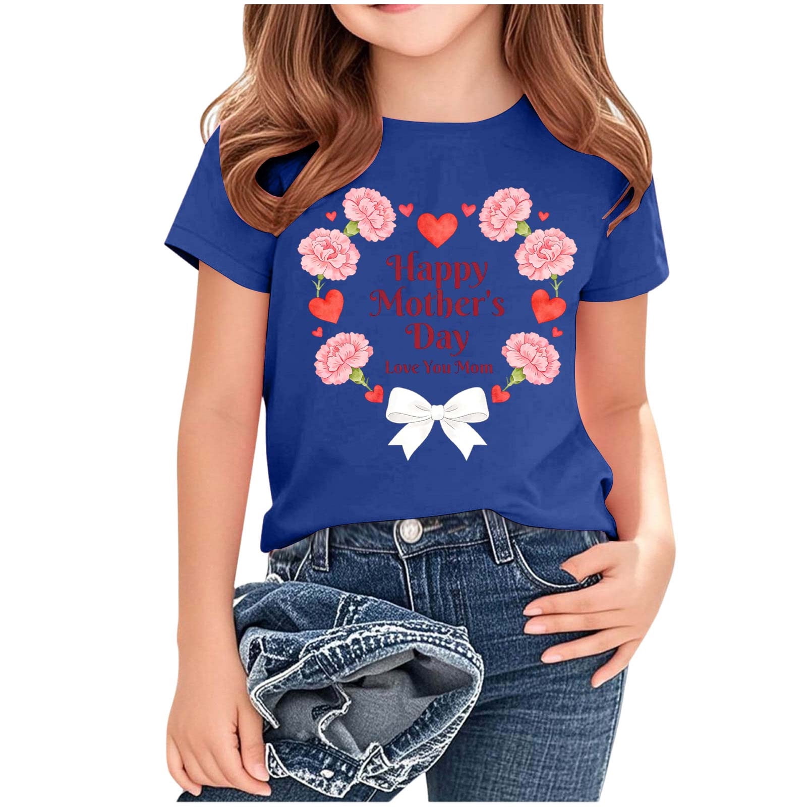 Bnwani Girls Shirts Summer Breathable Shirt Short Sleeve Printed Tops ...
