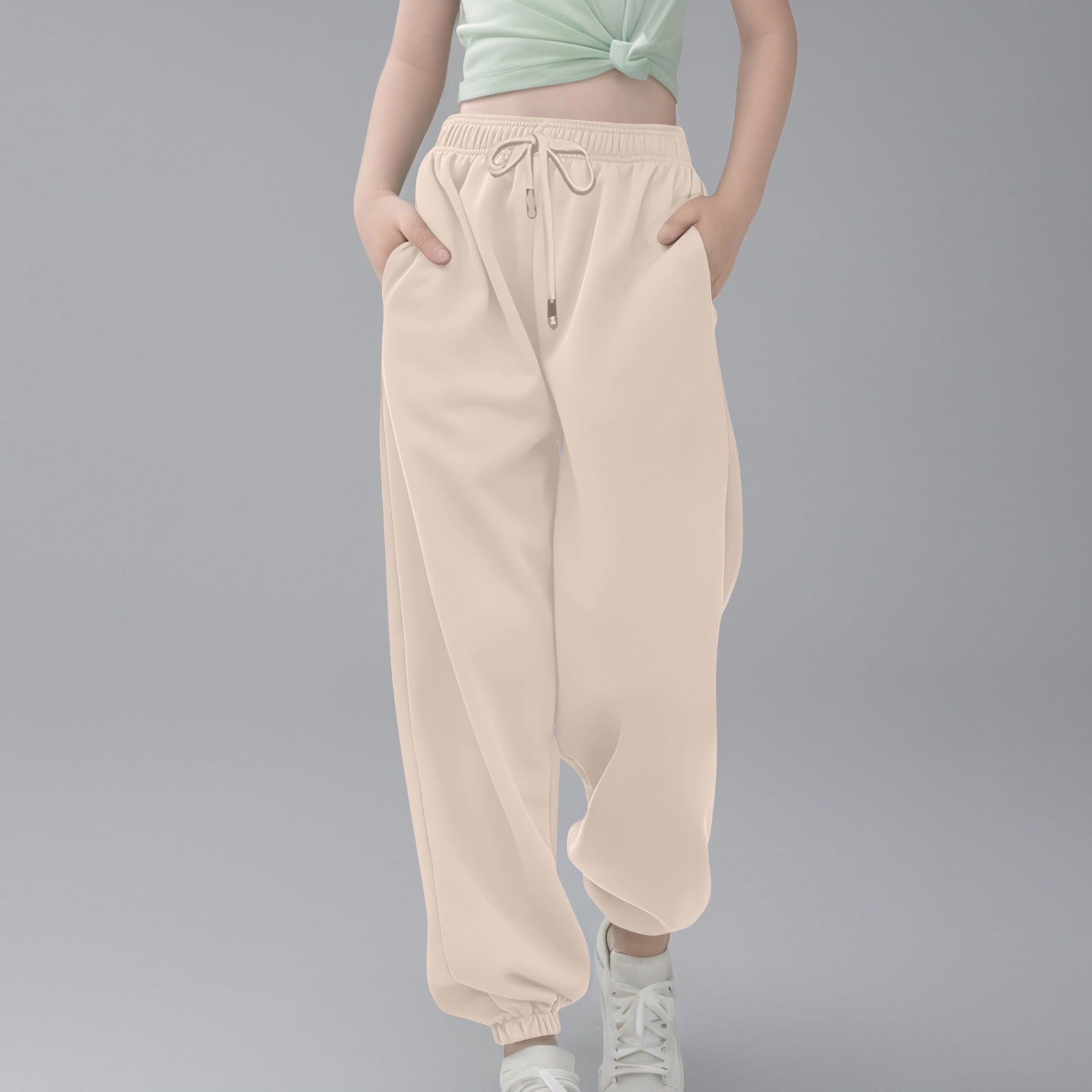 Bnwani Girls Sweatpants Jogger Pants Soft Elastic Waist Athletic Long ...