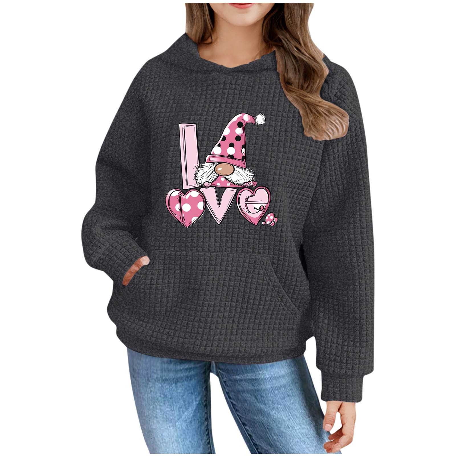 Bnwani Gray Girls Hooded Sweatshirts without Zipper Long Sleeve Solid ...