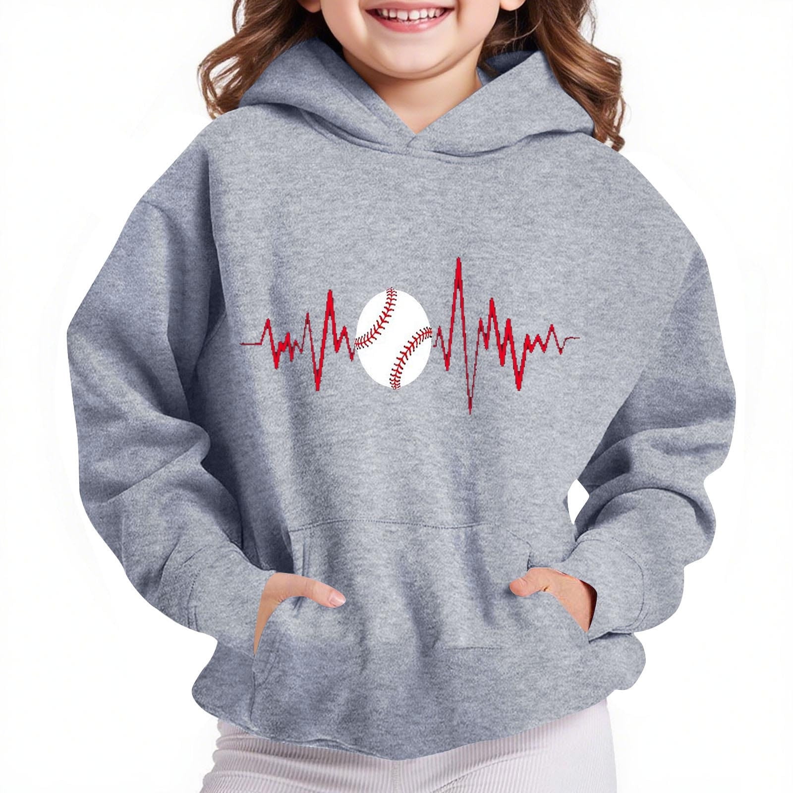 Bnwani Gray Hoodie Sweatshirt for Children Long Sleeve Fleece Casual ...