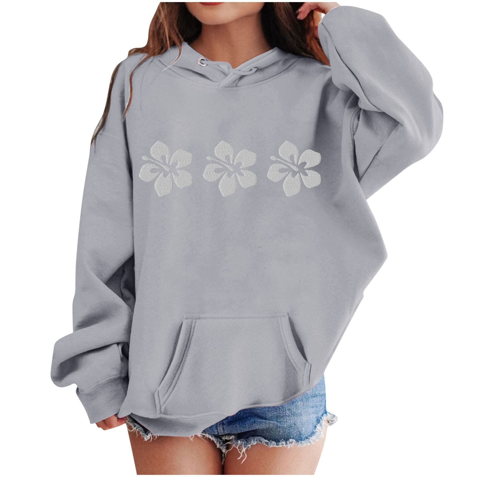 Bnwani Gray Pullover Sweatshirts for Girls Crew Neck Long Sleeve Casual ...