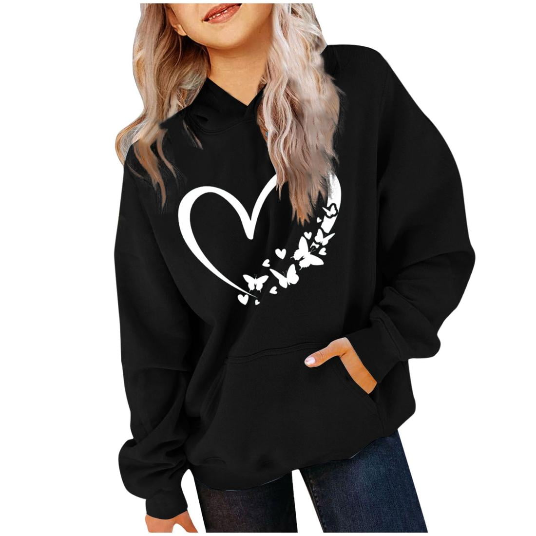 Bnwani Hoodies for Girls Crew Neck Long Sleeve Pockets Sports ...