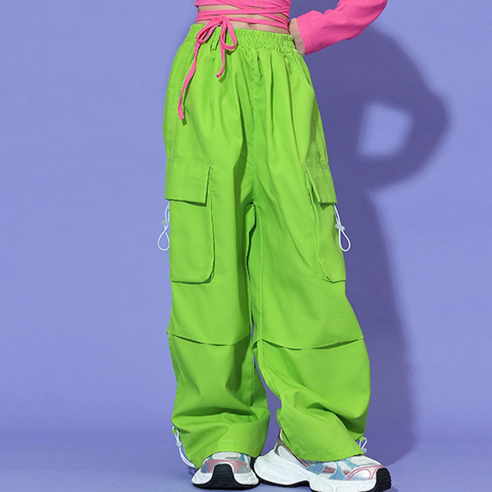 Bnwani Kids Cargo Pants Baggy Work Long Loose Cargo Solid Pockets Pants Green 140 - Walmart.com