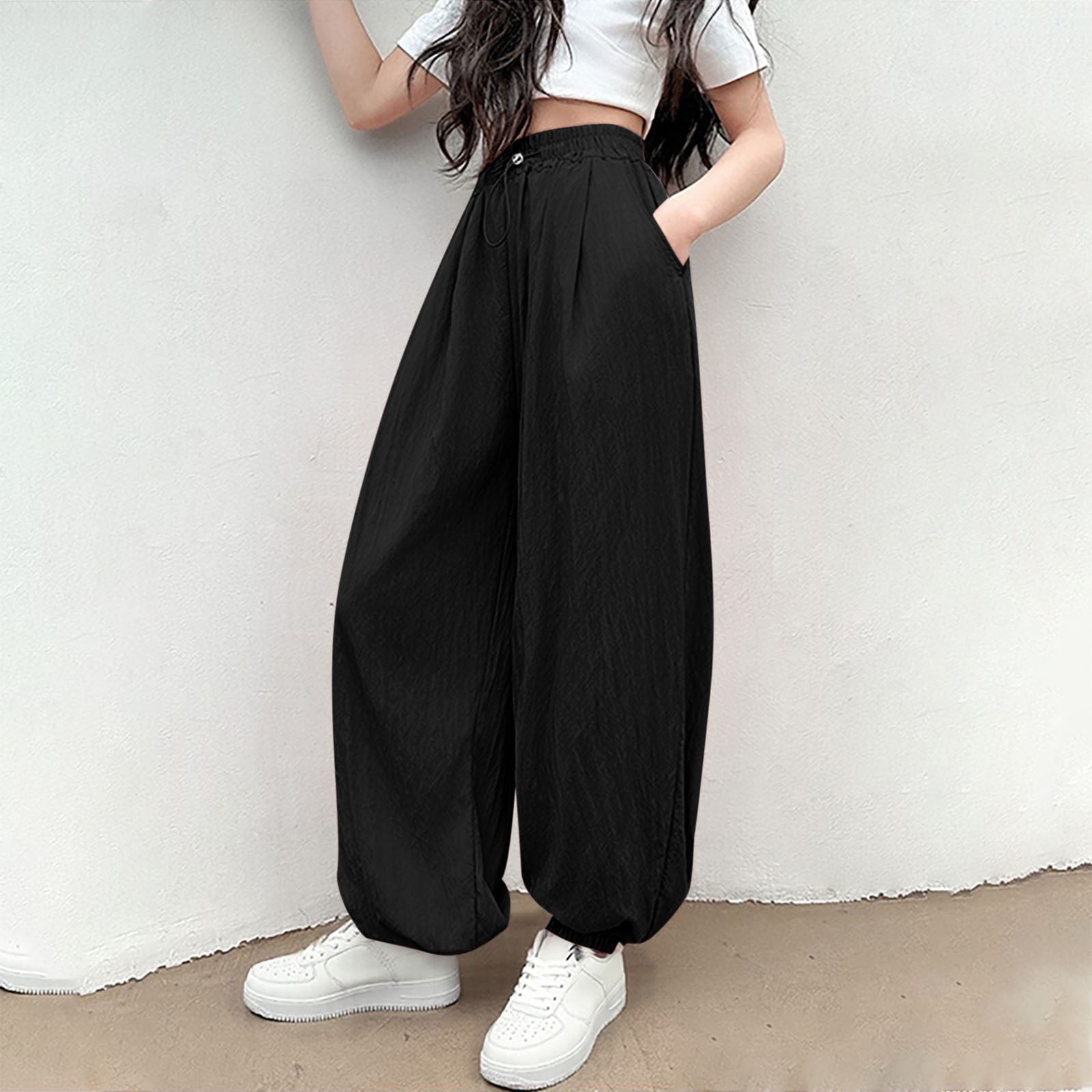 Bnwani Kids Pants Loose Outerwear Wide Thin Solid Proof Silk Pants ...