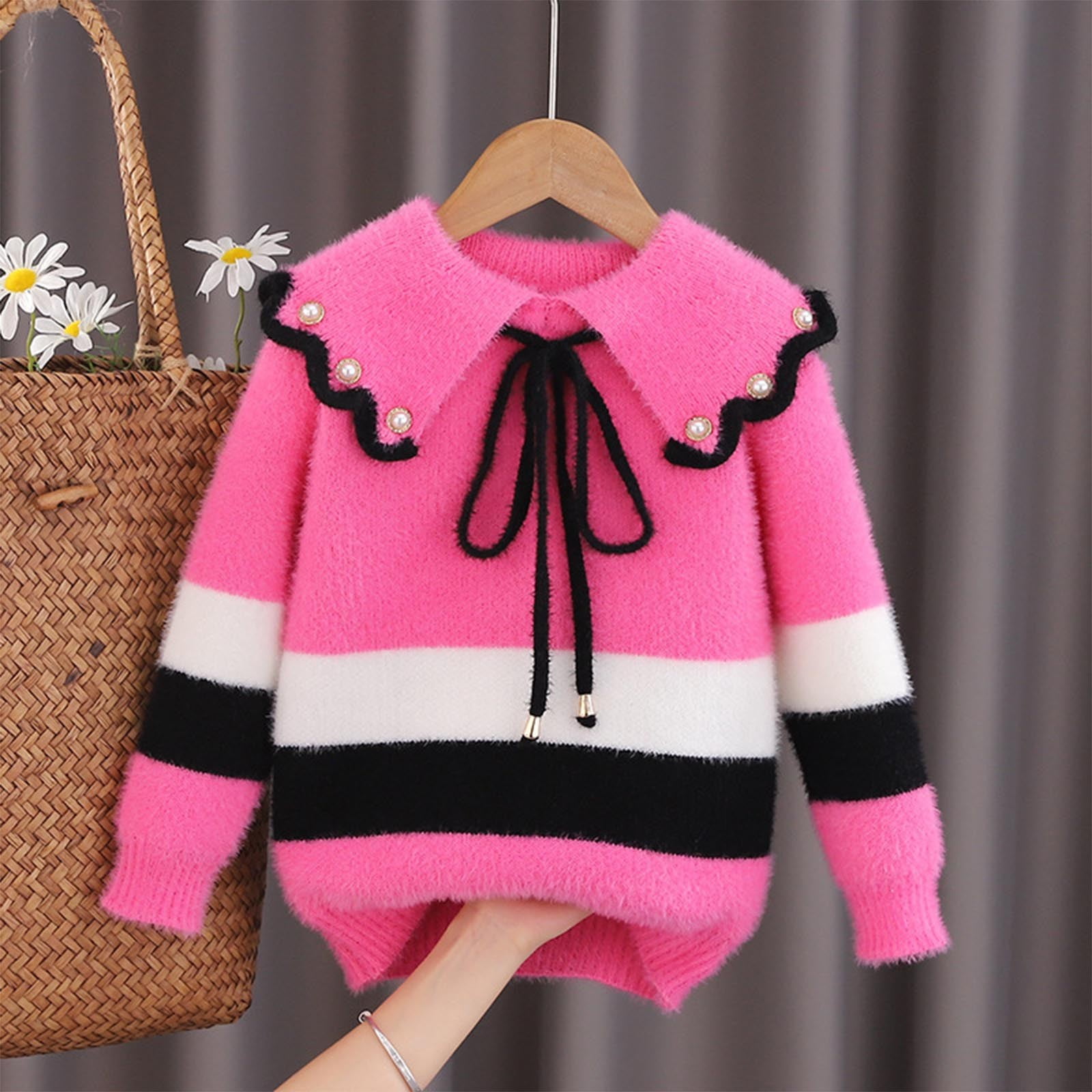 Bnwani Kids Sweaters Girls Knitted Cotton Crew Neck Long Sleeve ...