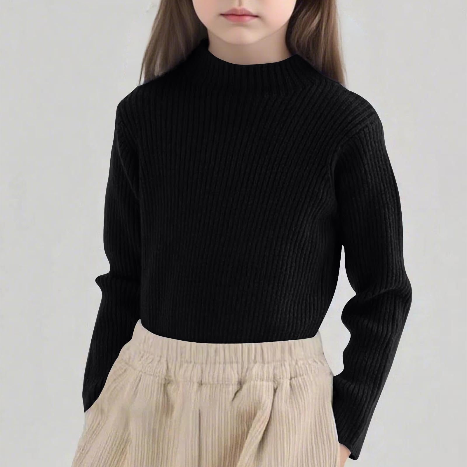 Bnwani Kids Sweaters Girls Knitted Cotton Turtleneck Long Sleeve ...
