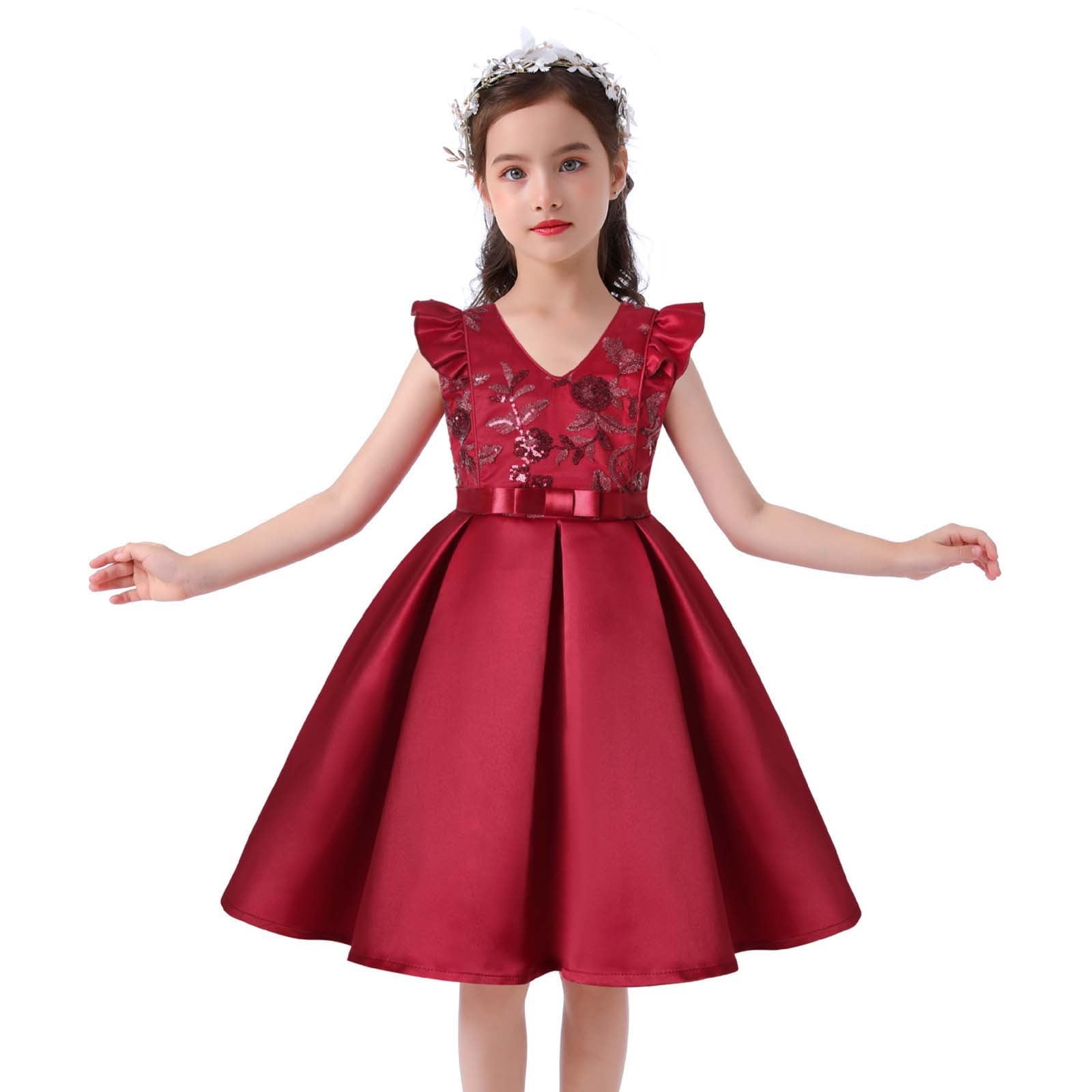 Bnwani Long Dresses for Girl Kids Sleeve Party Gown Skirt Children's ...