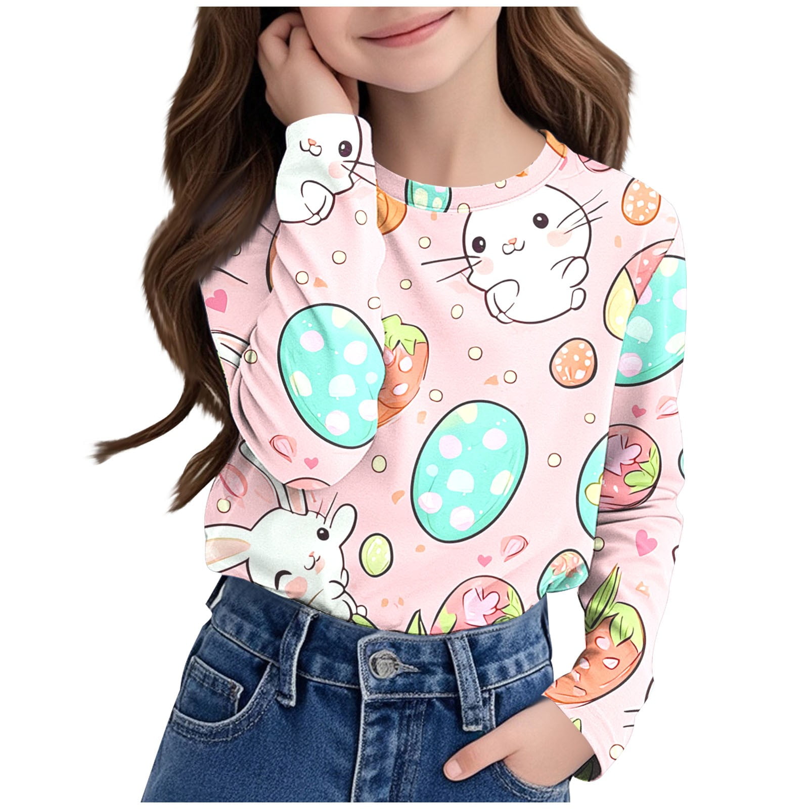 Bnwani Long Sleeve Toddler Shirt Crew Neck Casual Cute Printed Tops 3 ...