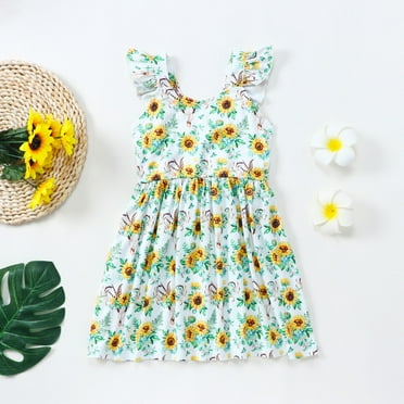 PatPat Floral Toddler Girl Summer Dress Set, Sleeveless Dress & Ruffled Cardigan, Mintblue, 5-6 ...