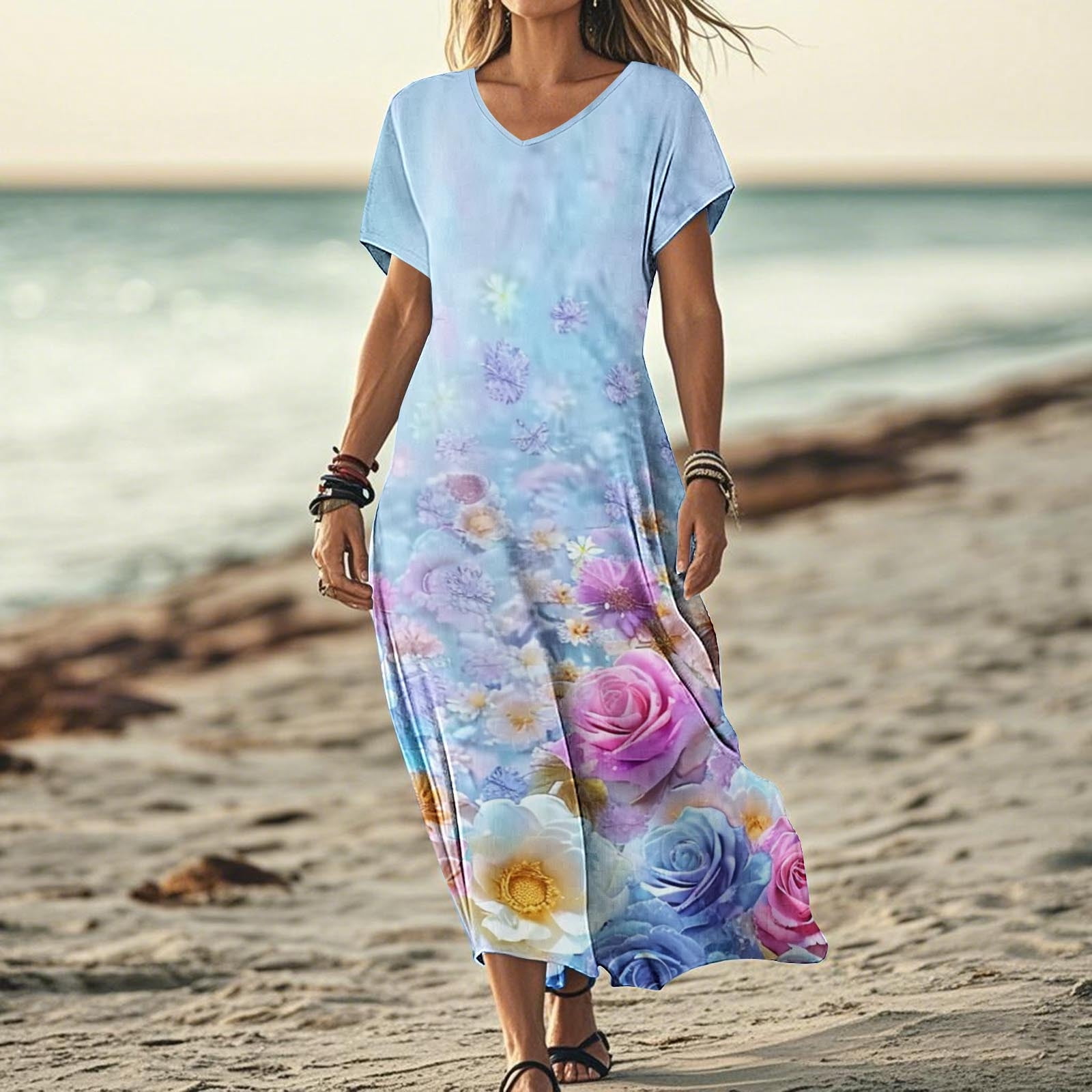 Bnwani Maxi Sundresses for Women,Summer Dresses for Women,V-Neck,Ankle ...