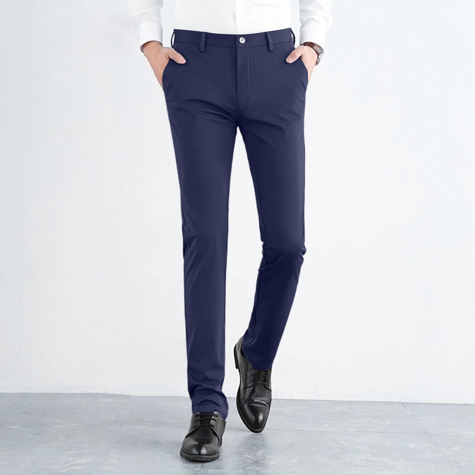 Bnwani Men Pants Fashion Straight Leg Business with Pockets Trousers ...