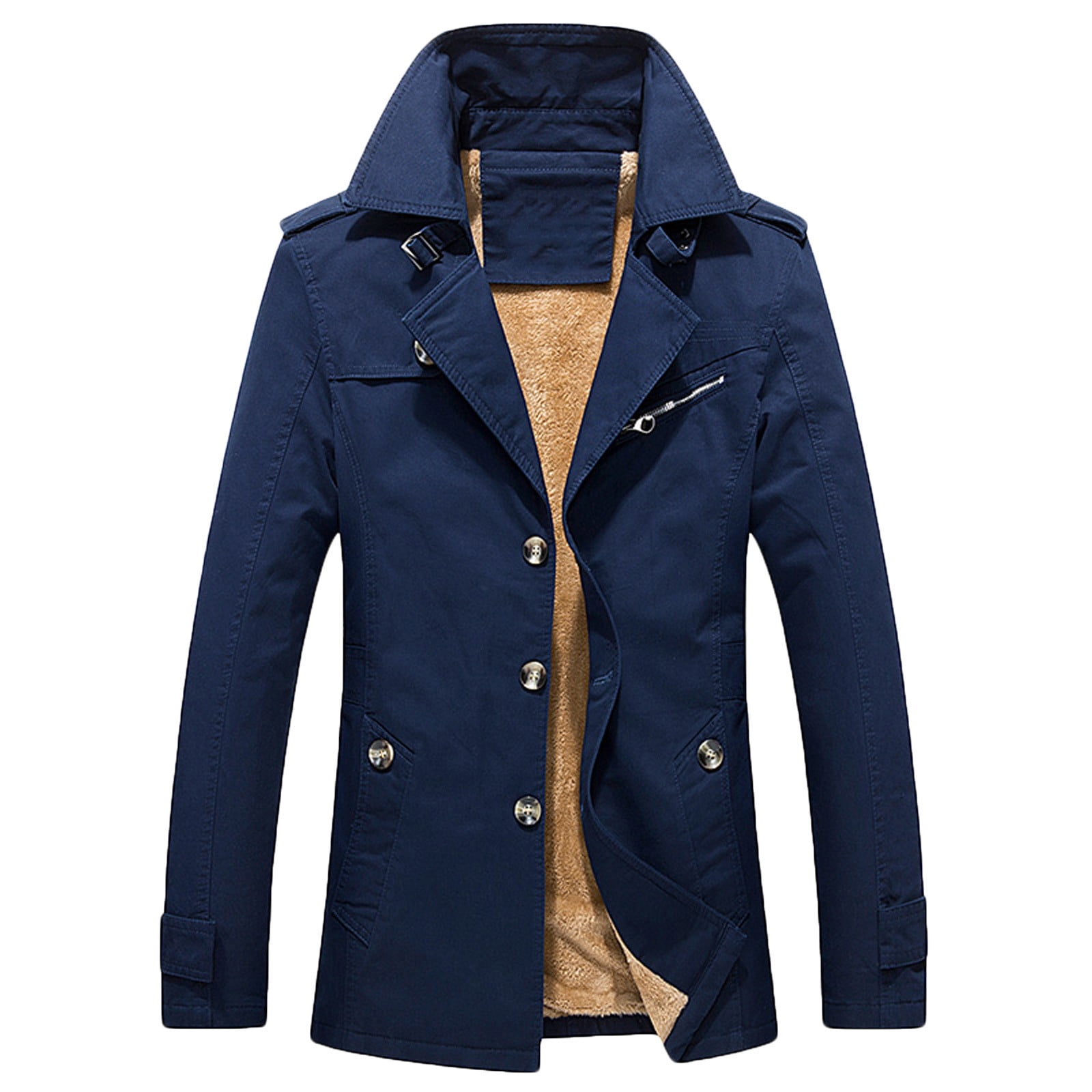 Bnwani Men Winter Coat Under 30 Trench Coat Men Casual Solid Turndown ...