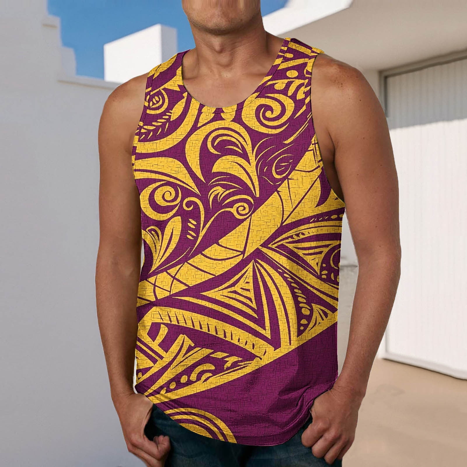 Bnwani Mens Muscle Shirts Active Comfort Shirts Summer Shirt Yellow M ...