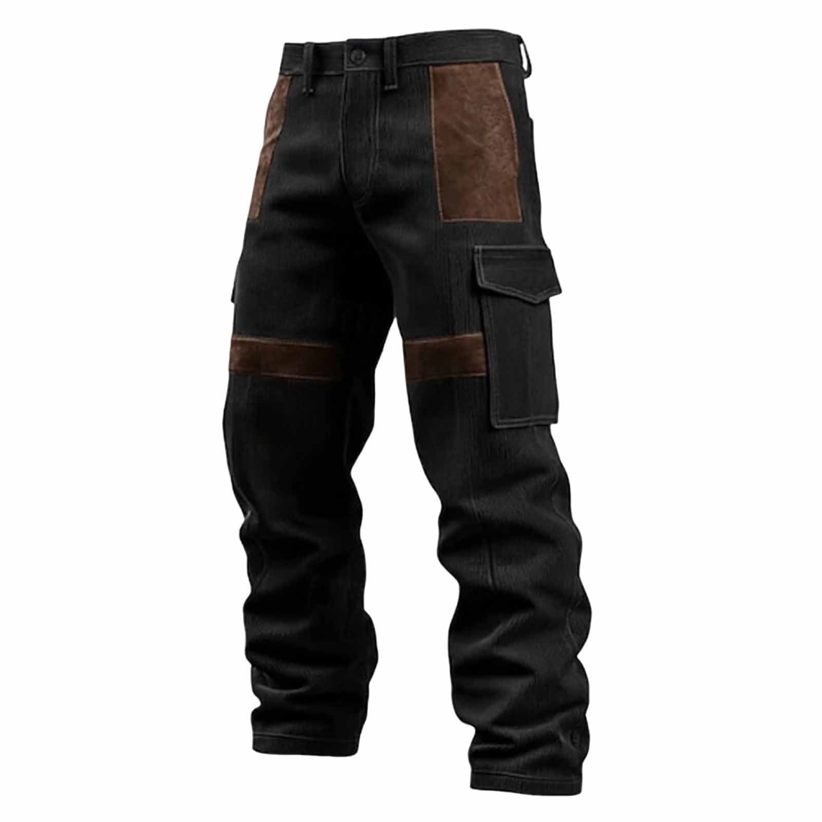 Bnwani Mens Pants Casual Cargo Button with Multi Pockets Straight Leg ...
