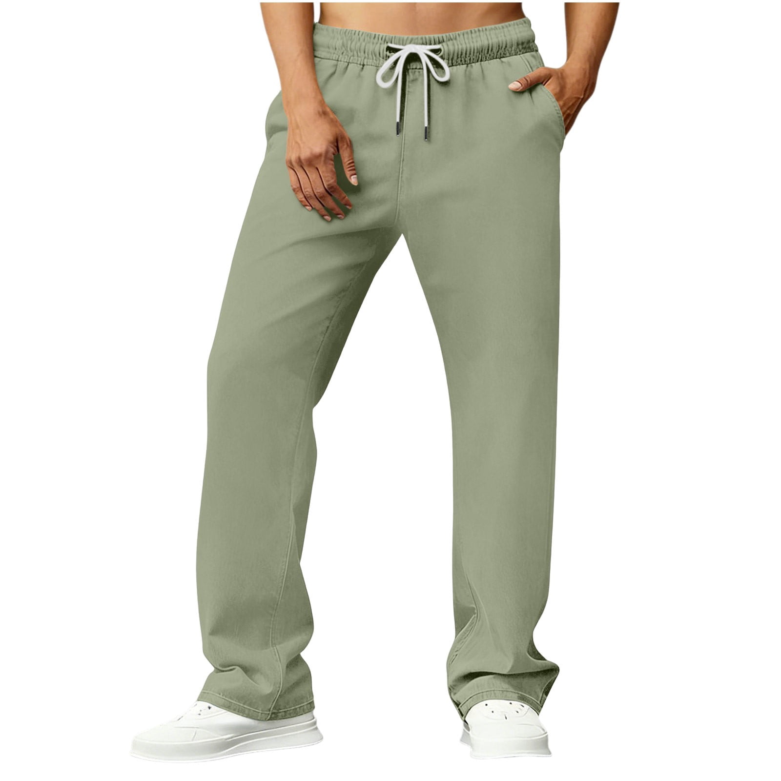 Bnwani Mens Pants Casual Straight Leg with Pockets Lounge Drawstring ...