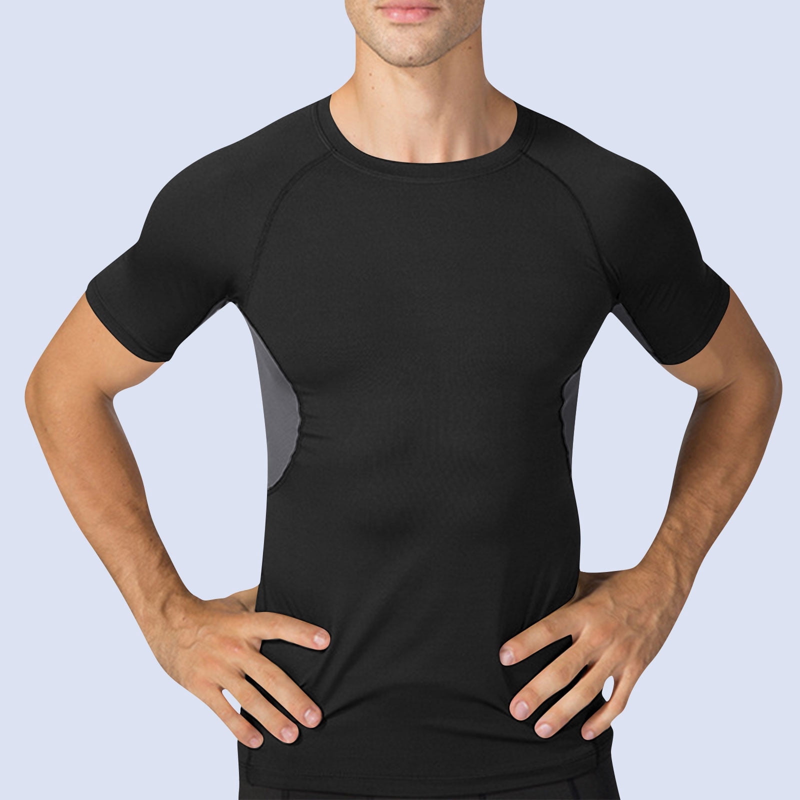 Bnwani Mens Shirts Quick Dry Solid Color Shirts Active Tee Gray XL ...
