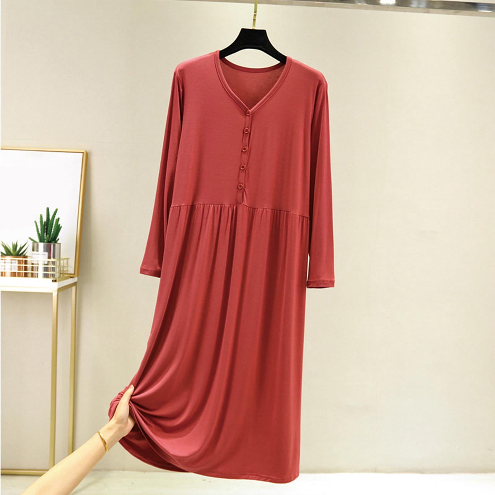 Bnwani Nightgowns for Women Long Sleeve,Womens Pajamas,Long Sleeve ...