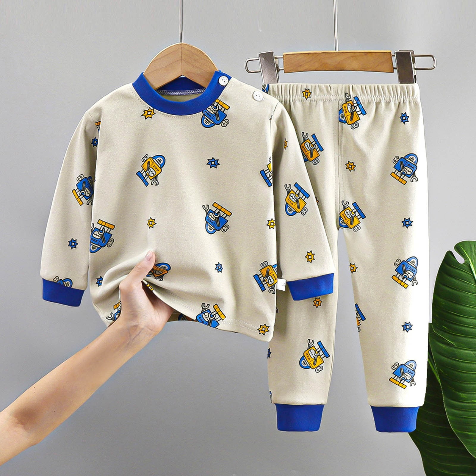 Bnwani Pajamas for Boys Summer Fall Crew Neck Long Sleeve Thin Home ...