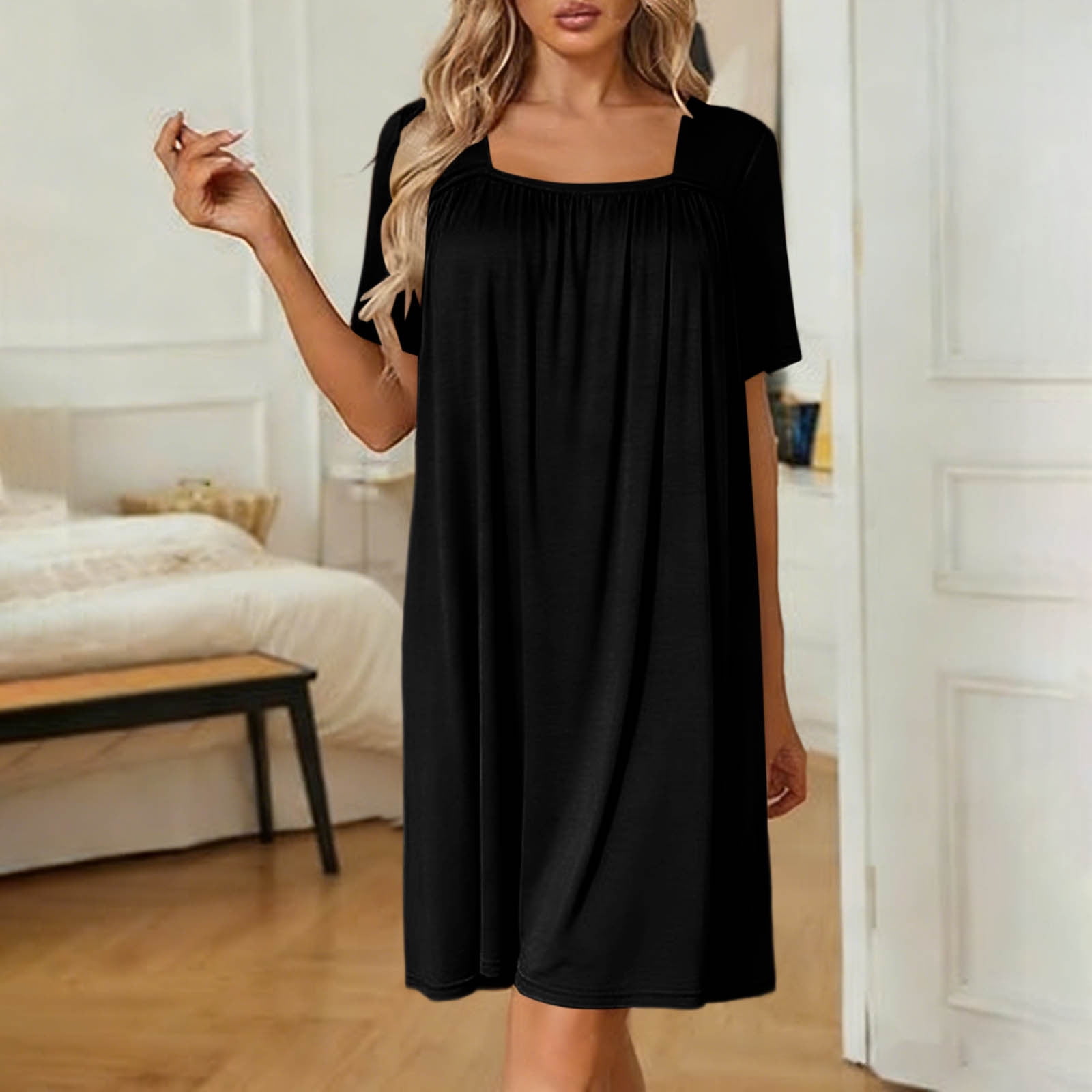 Bnwani Pajamas for Women,Womens Pajamas,Pleated,Modal,Casual,Square ...