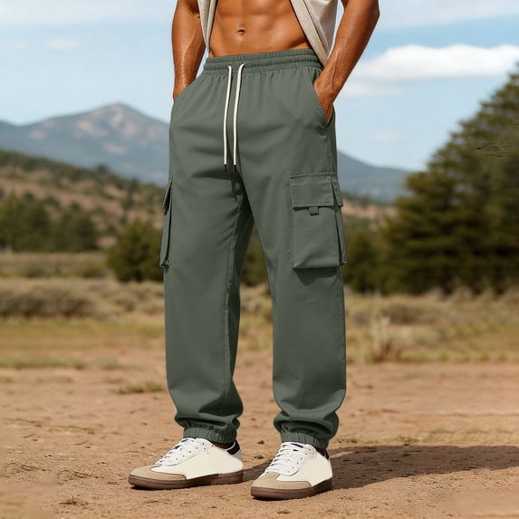 Bnwani Pants for Men Casual with Multi Pockets Straight Leg Outdoor ...