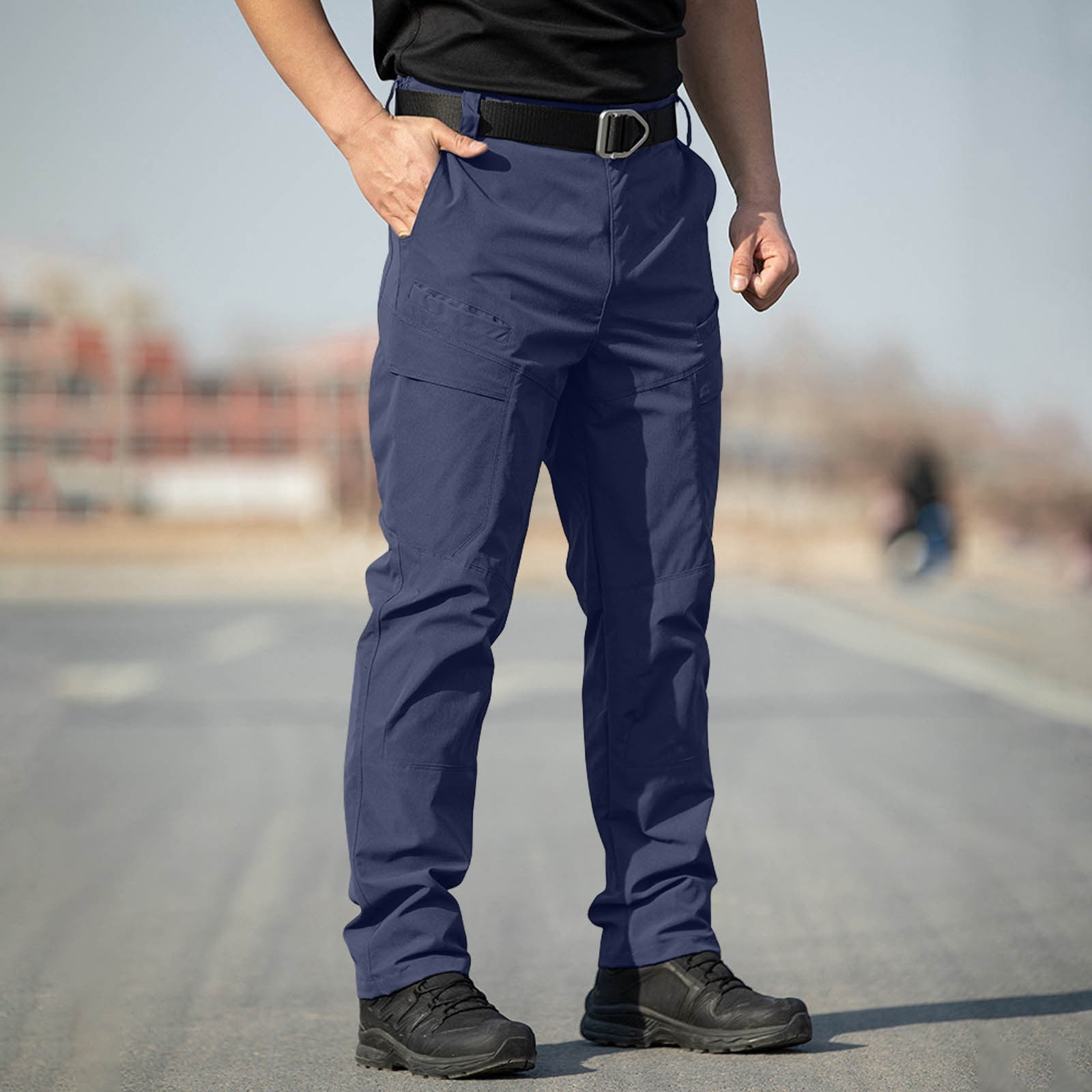 Bnwani Pants for Men Fashion Cargo Button Solid Color with Multi ...