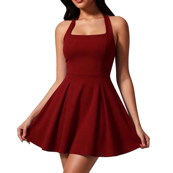 Bnwani Red Dresses for Women,Women Dresses for Summer,Cinched,Halter ...
