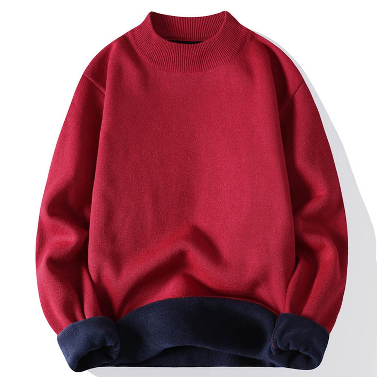 Bnwani Red Sweaters for Men Spring Winter Turtleneck New Warm Solid ...