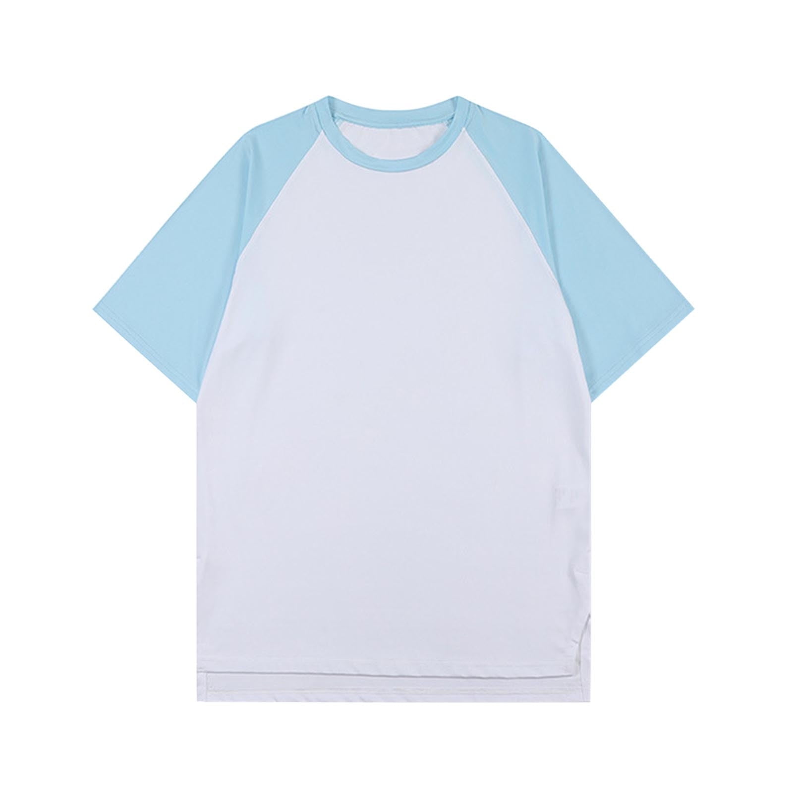 Bnwani Shirts for Men Quick Dry Solid Color Shirts Active Tee Sky Blue ...