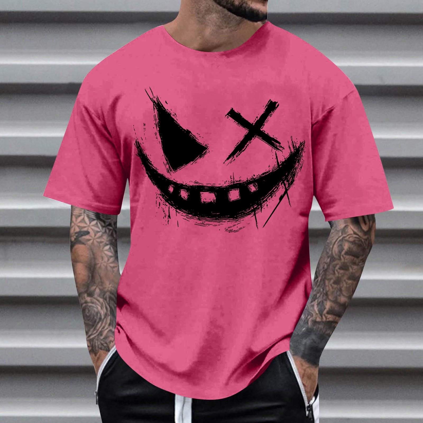 Bnwani Shirts for Men Quick Dry Tee Printed Summer Shirts Hot Pink 2XL ...
