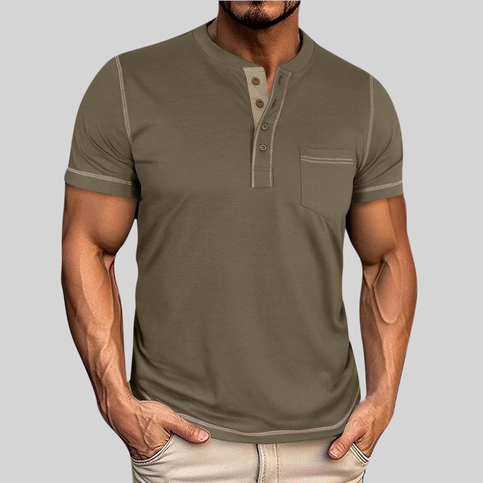 Bnwani Shirts for Men Short Sleeve Casual Shirts Crew Neck Tee Army ...