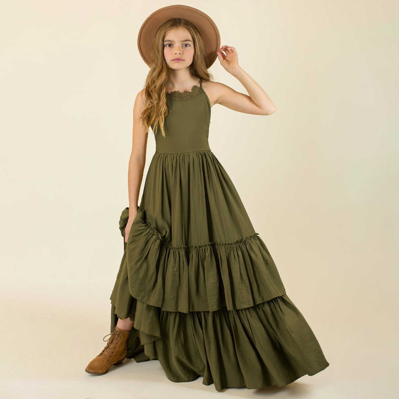 Bnwani Shoes for Girl Dressy Girls Baby Long Ruffle Gown Skirt Children ...