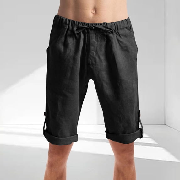 Bnwani Shorts for Men Summer Like Linen Straight Leg Drawstring Elastic ...