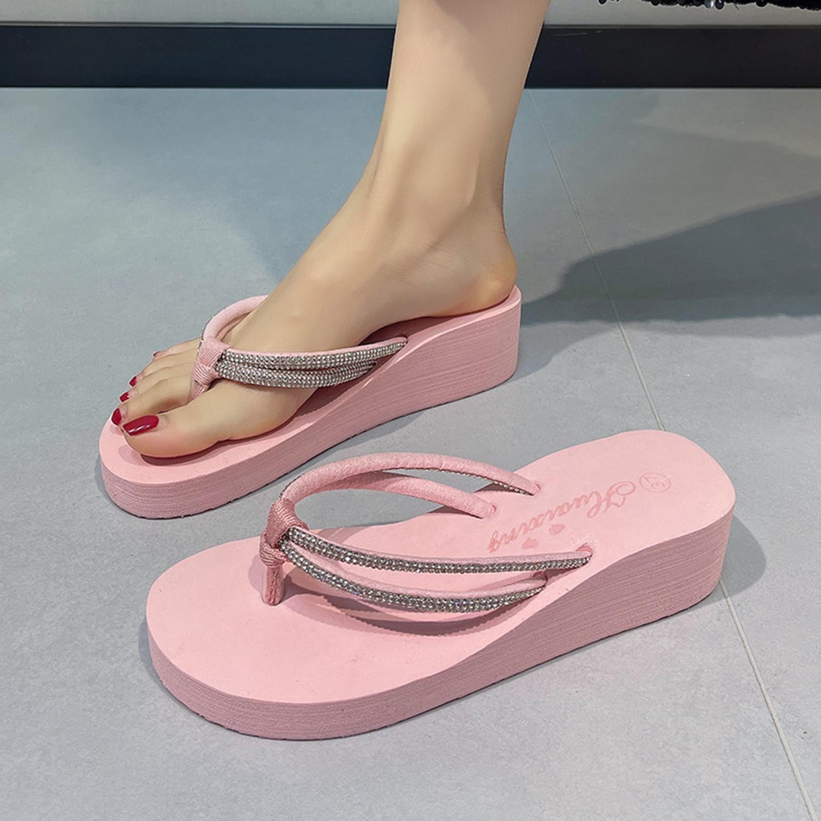 Bnwani Slides Shoes,Slides Women,Wedge,Platform,Wide,Beach,Pink,6.5 ...