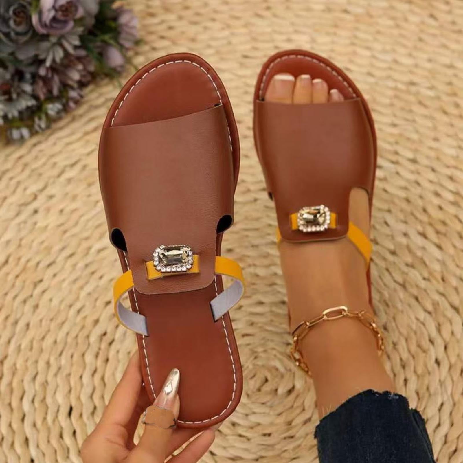 Bnwani Slides Women,Womens Slides,Metal Ornament,Open Toe,Beach,Casual ...
