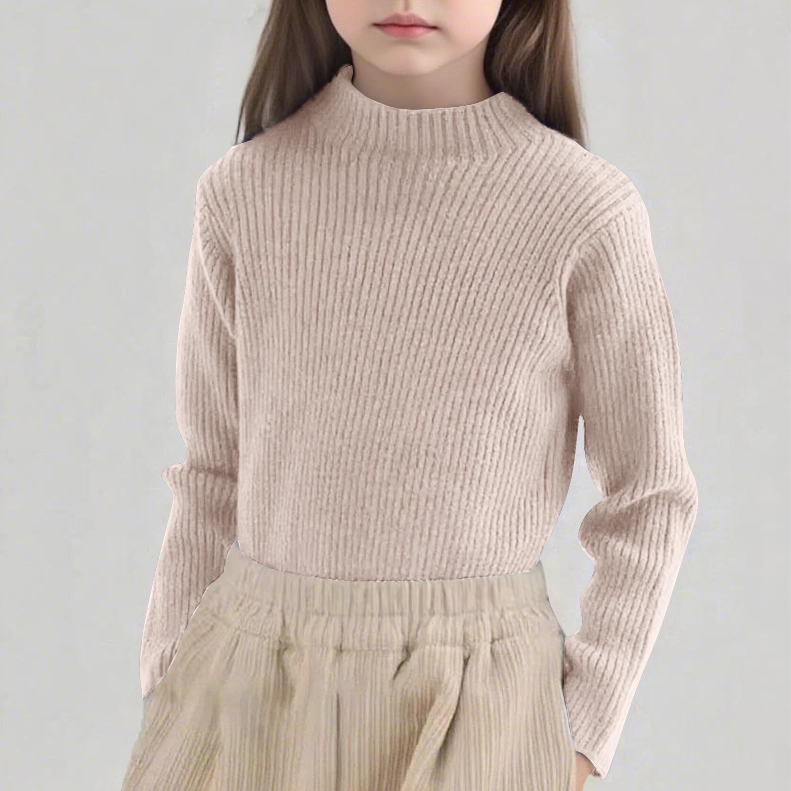 Bnwani Sweaters for Girls Kids Knitted Cotton Turtleneck Long Sleeve ...