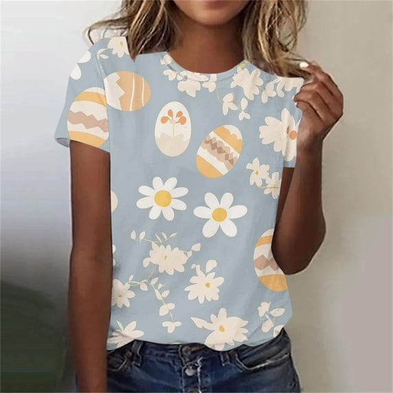 Bnwani T-Shirts Graphic,T-Shirts for Women,Casual,Easter,Crew Neck ...