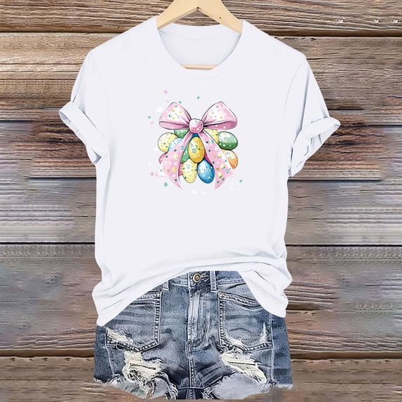 Bnwani T-Shirts Graphic,T-Shirts for Women,Casual,Easter,Crew Neck ...