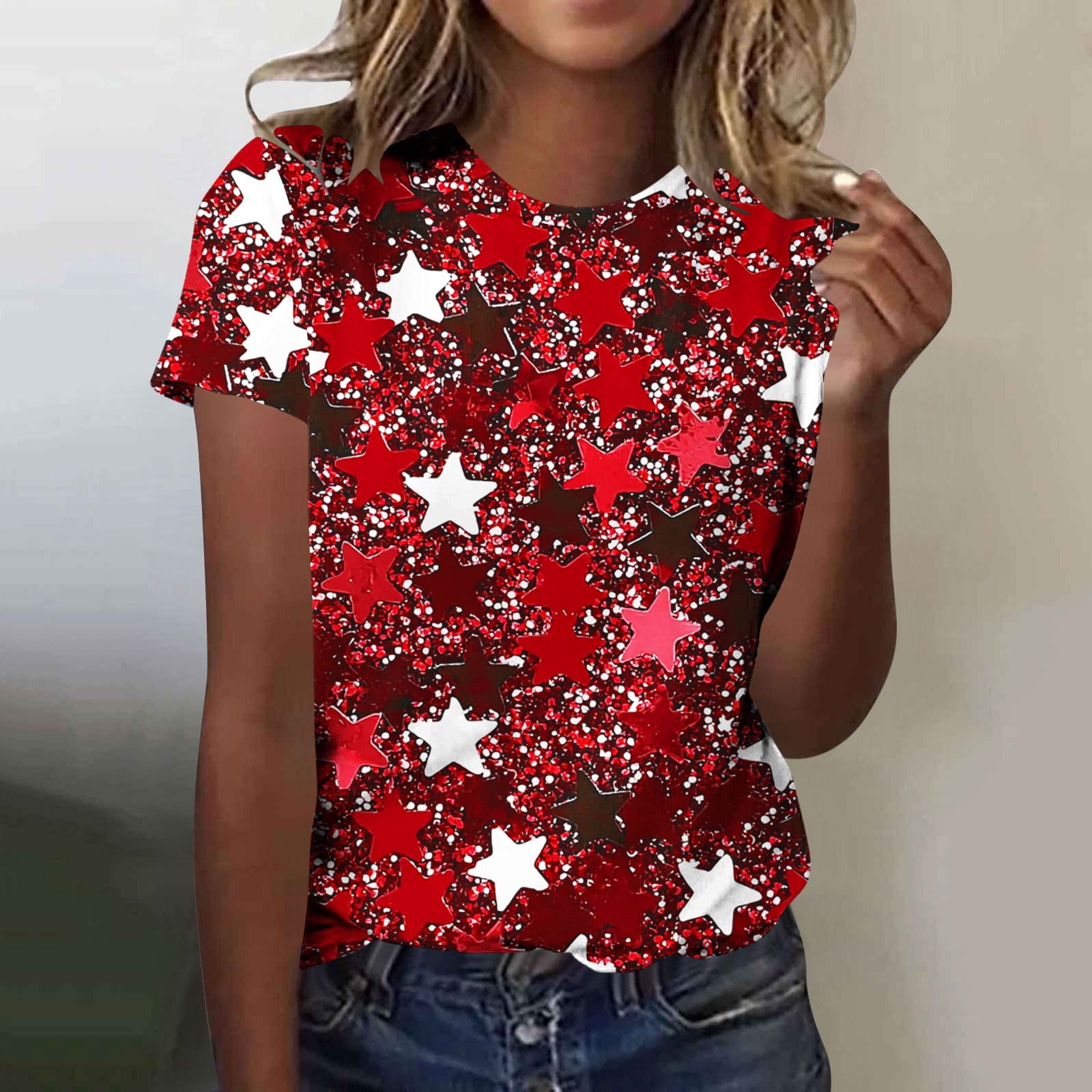 Bnwani T-Shirts Graphic,T-Shirts for Women,Short Sleeve,Independence ...