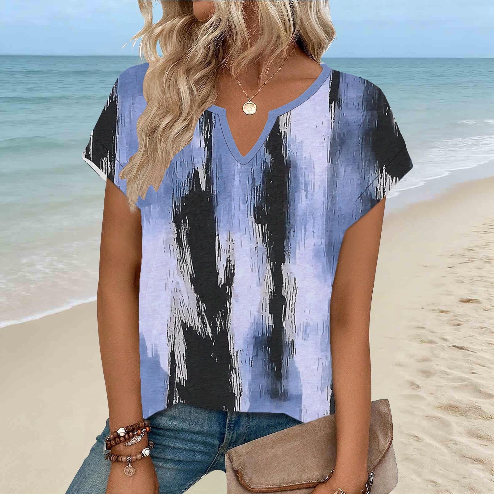 Bnwani T-Shirts Graphic,T-Shirts for Women,Short Sleeve,V-Neck,Relaxed ...