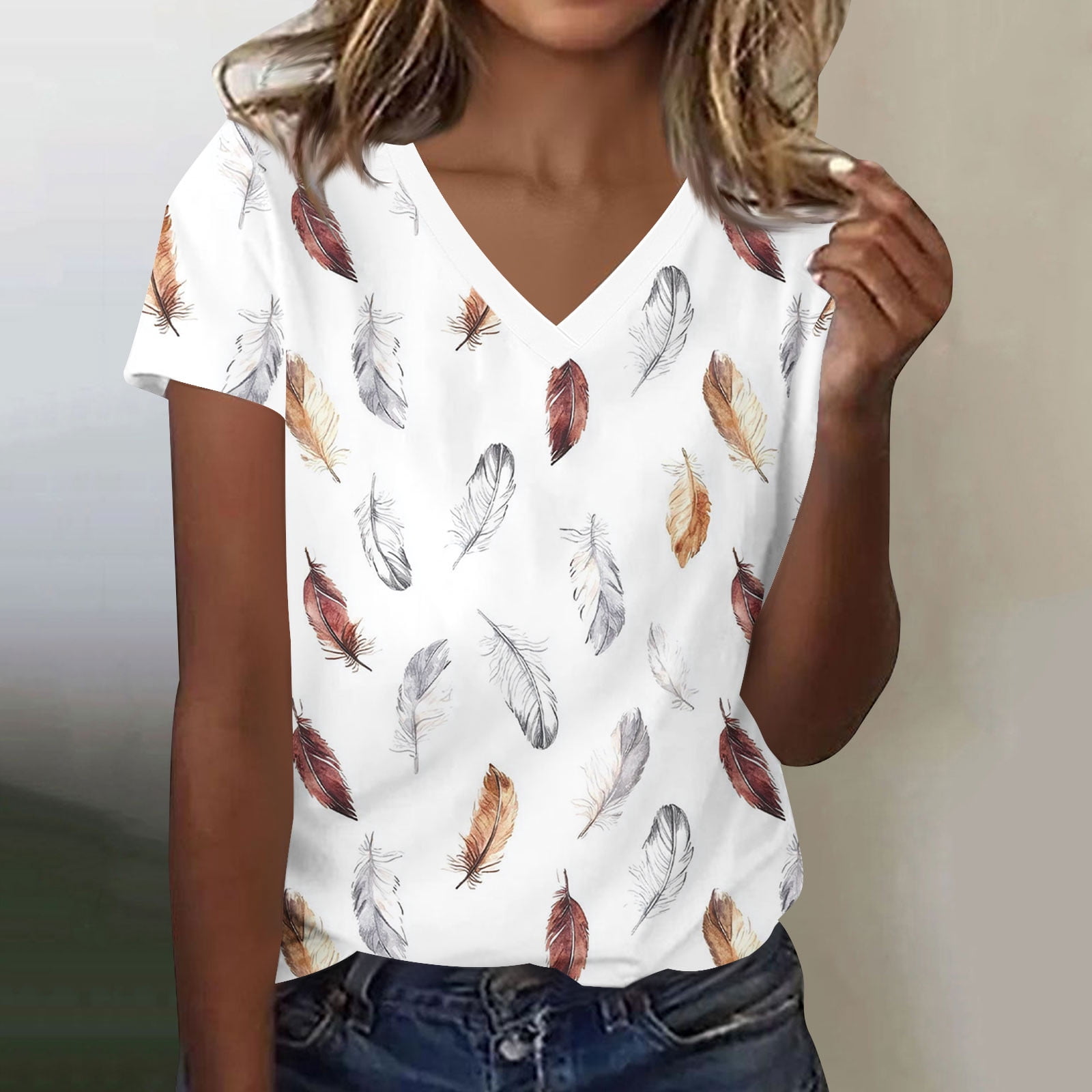 Bnwani T-Shirts Graphic,T-Shirts for Women,V-Neck,Short Sleeve,Casual ...