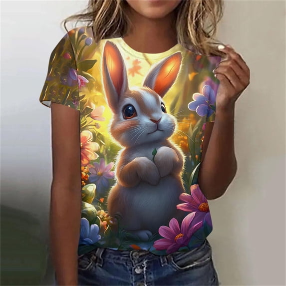 Bnwani T-Shirts Graphic,Womens T Shirt,Casual,Easter,Crew Neck,Short ...