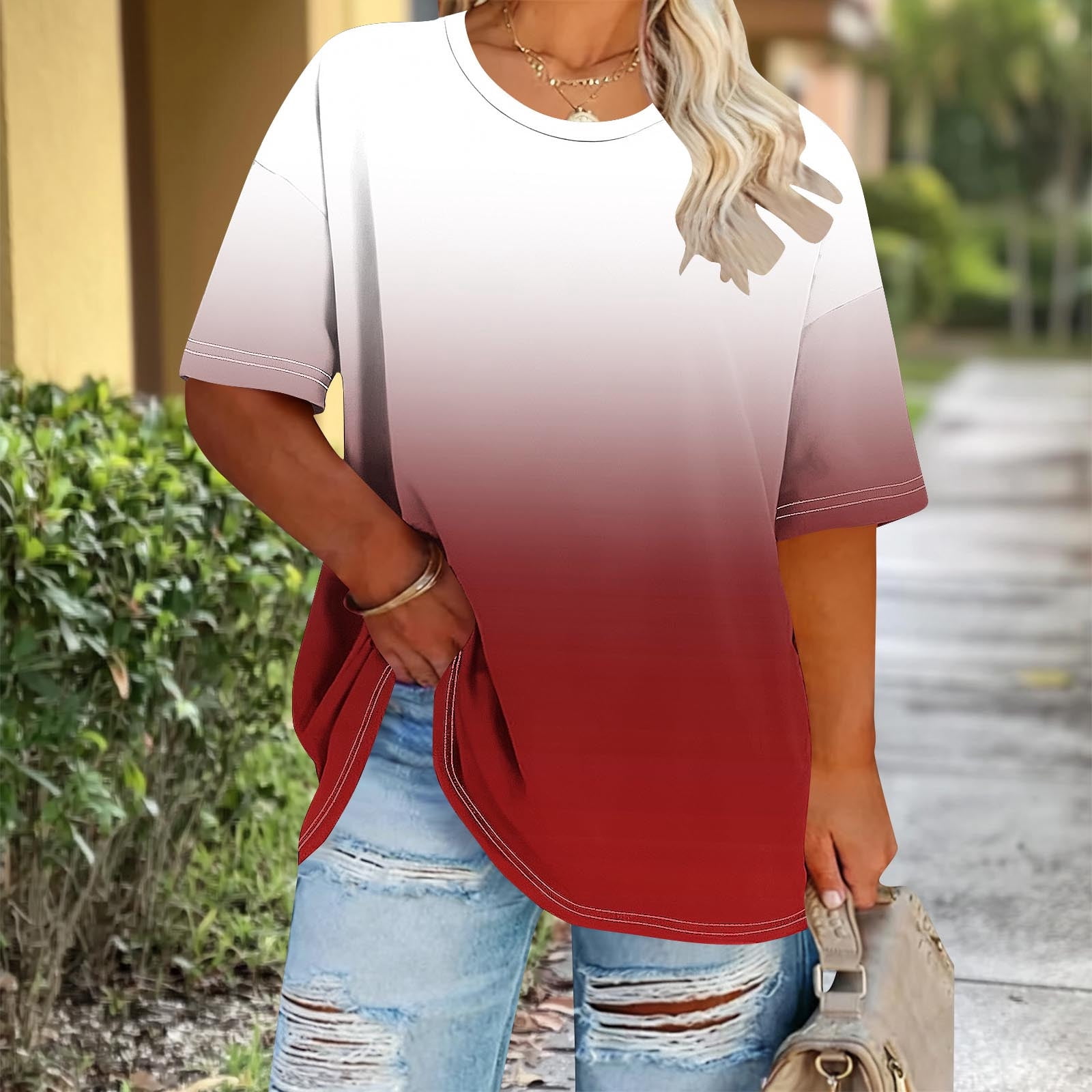 Bnwani T-Shirts for Women,Womens T Shirt,Solid,Plus Size,Crew Neck ...