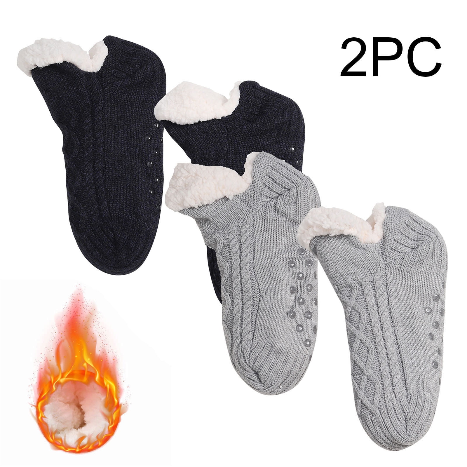 Bnwani Toddler Socks Winter Warm Floor Thick Non-Slip Socks Gray 2-3t 2 ...