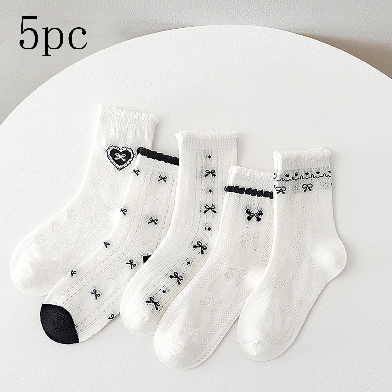 Bnwani White Toddler Socks for Boys With Grips Cotton Crew Stacked Thin ...