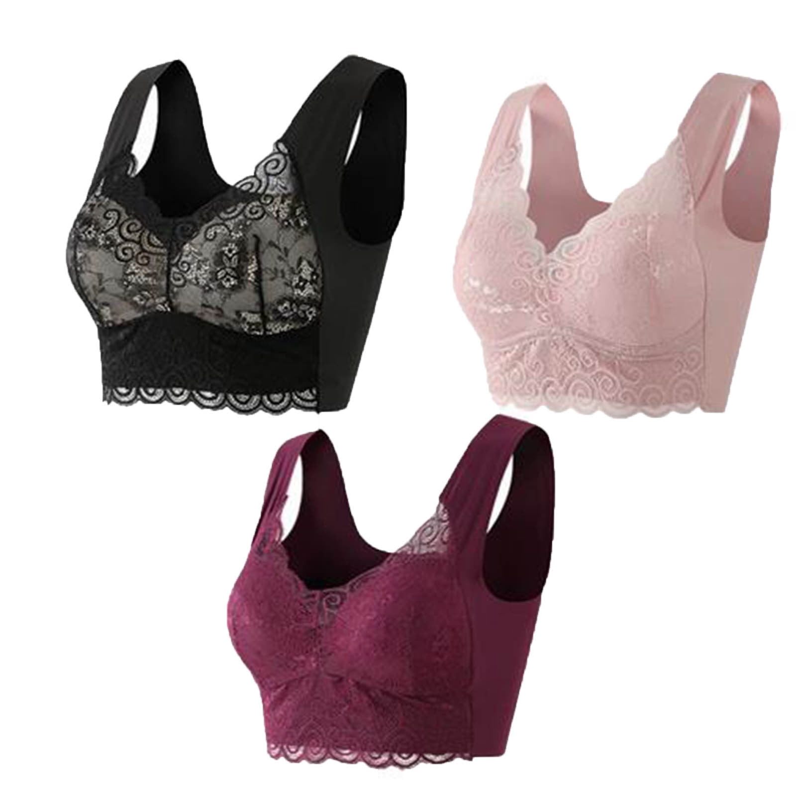 Bnwani Women Bras Bralette Large Bust Lace Beauty Back Solid Strap Wrap ...