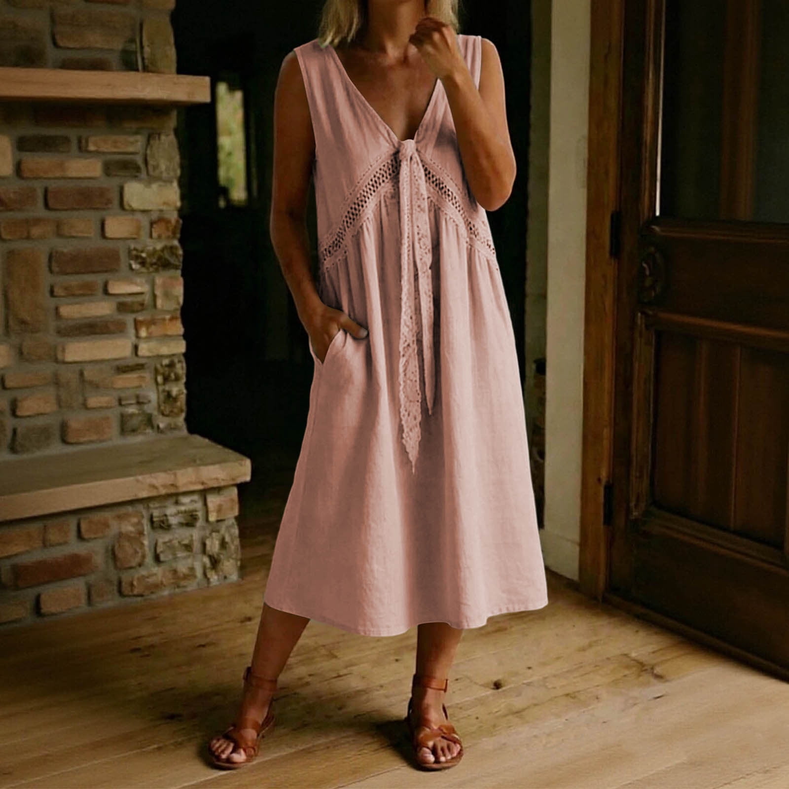Bnwani Women Dresses for Summer,Dresses for Women,Lace,Sleeveless,Tie ...
