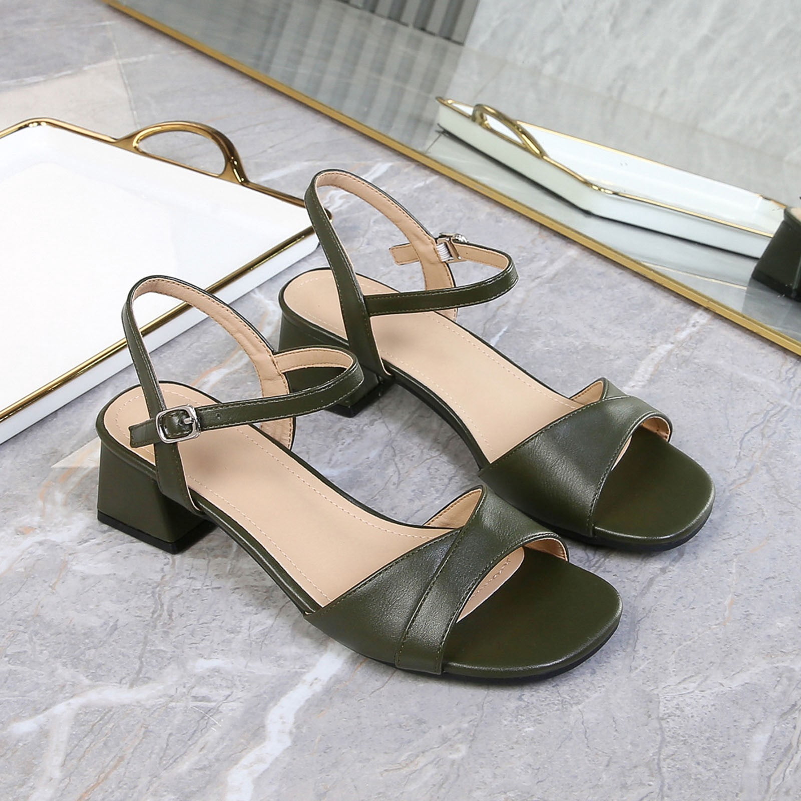 Bnwani Womens Sandals Comfortable,Sandals Women,Buckle,Faux Leather ...