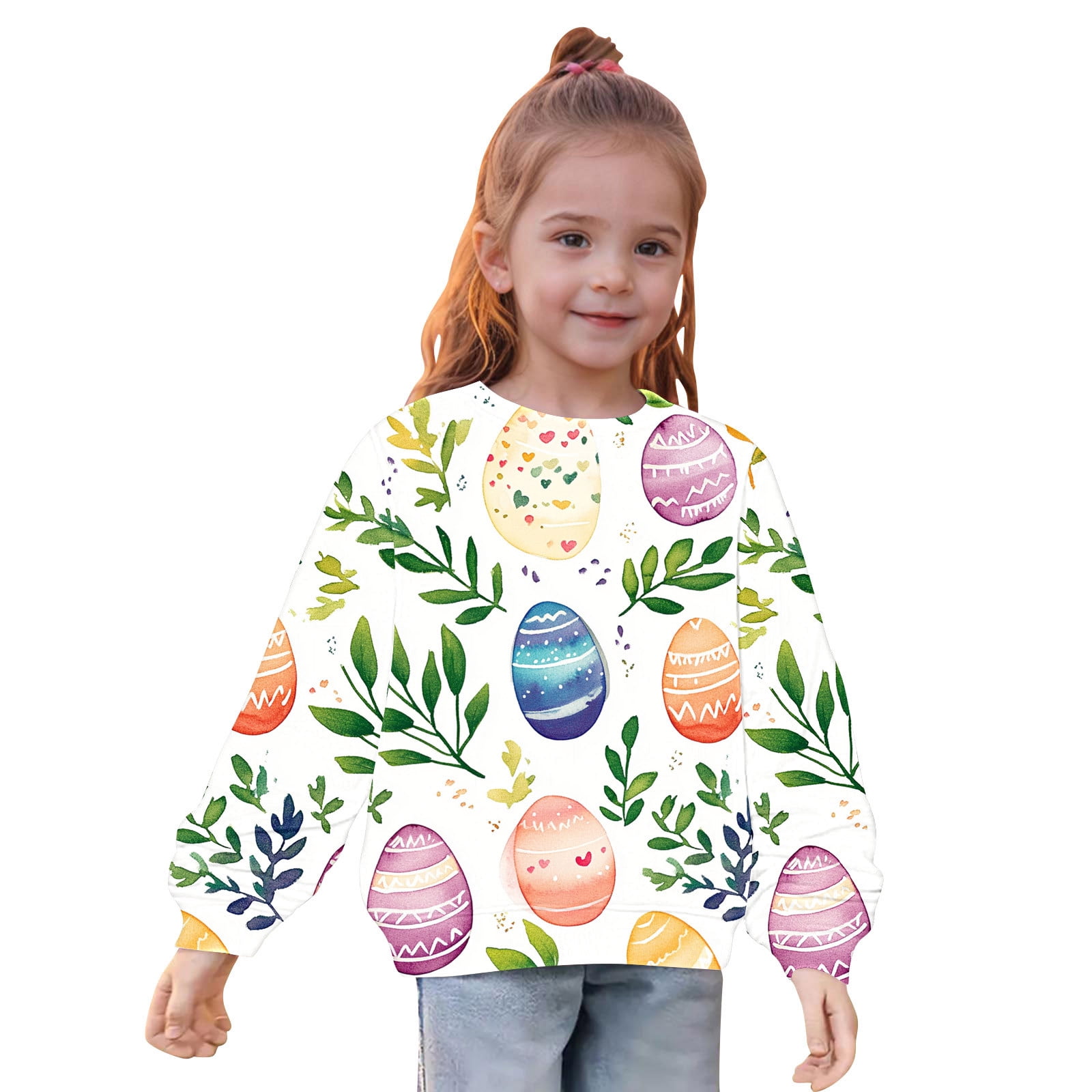 Bnwani Crew Neck Sweatshirts for Kids Long Sleeve Print Multicolor Size ...