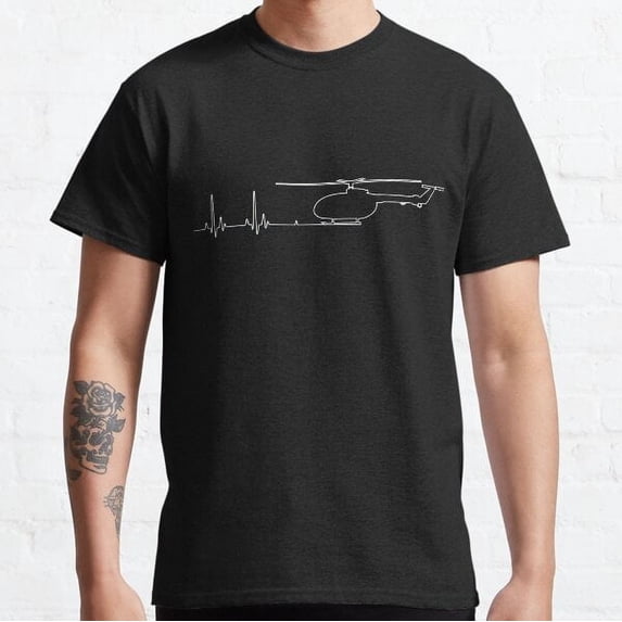 Bo 105 Helicopter Heartbeat Pulse Classic T-shirt - Walmart.com